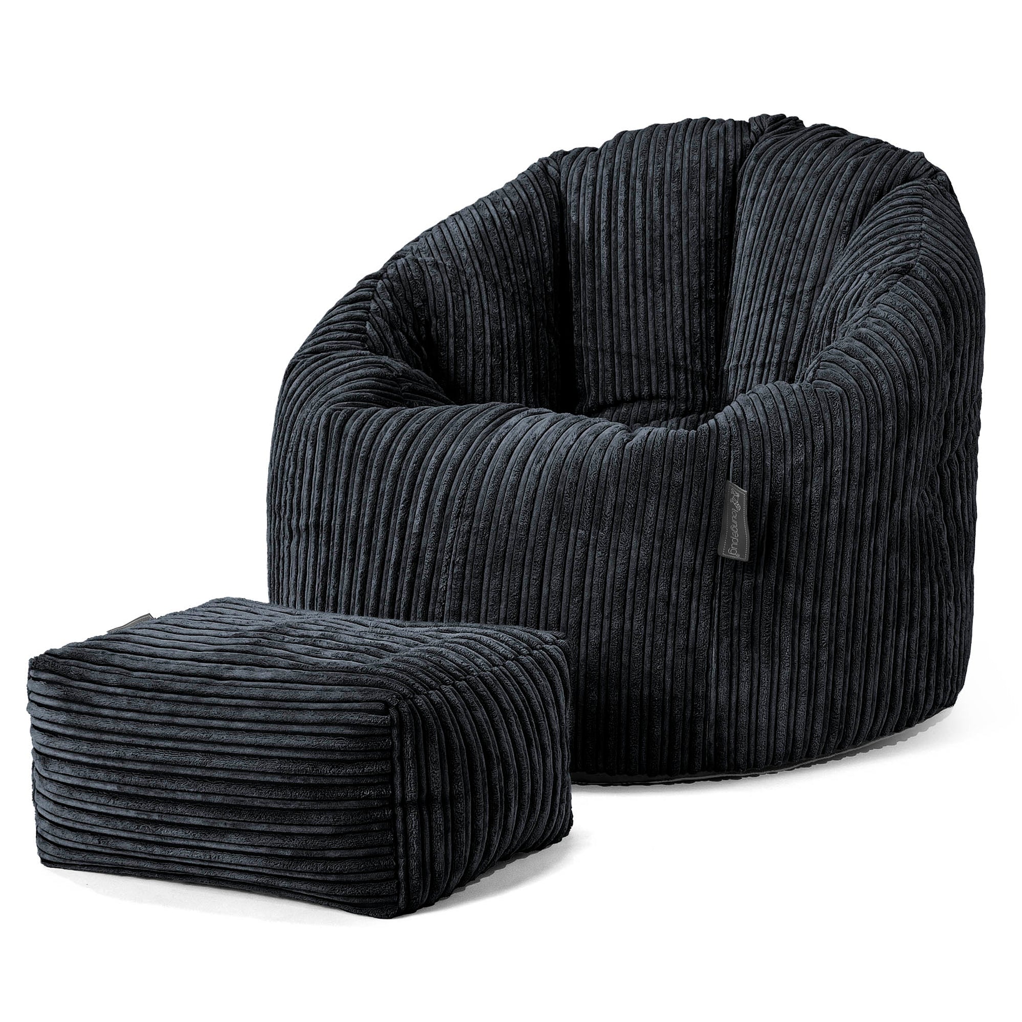 Lounge Pug, Pouf Chaise Design, Pouf Poire Super, Côtelé Noir– Big ...